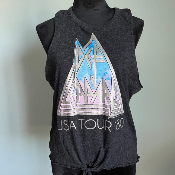 Chaser | Tops | Chaser Knottie Def Leppard Tank L | Poshmark